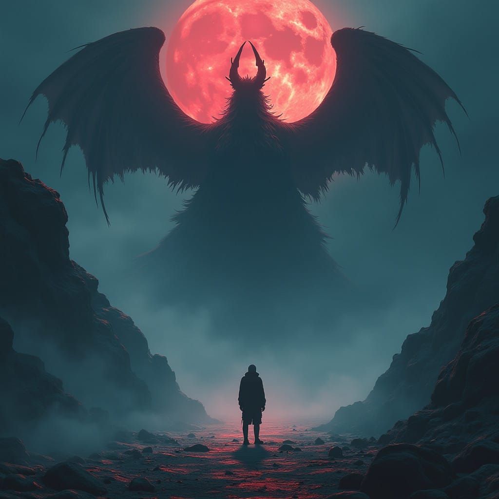 Lone Figure Confronts Living Shadow in a World of ... - AI Art