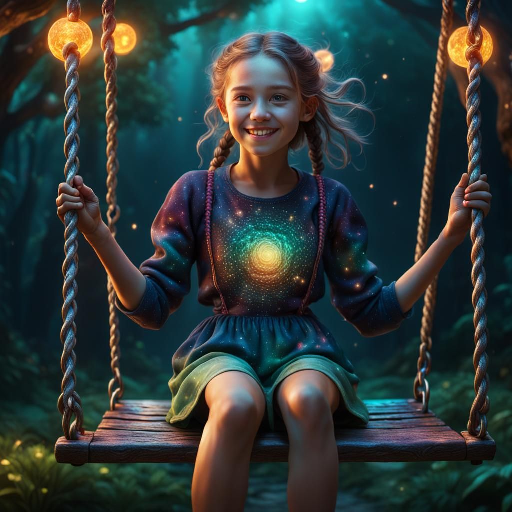 Girl in a swing - AI Generated Artwork - NightCafe Creator