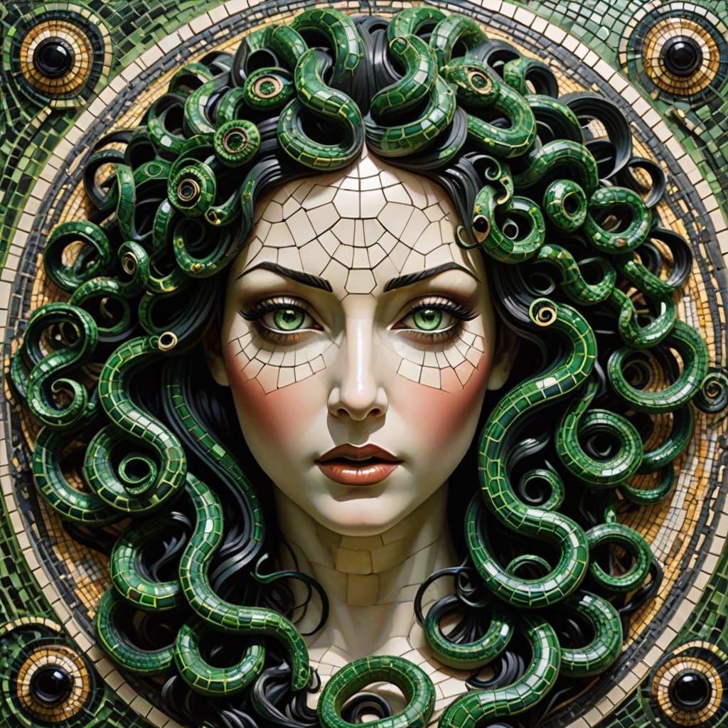 Medusa in Mosaic Artwork - AI Art
