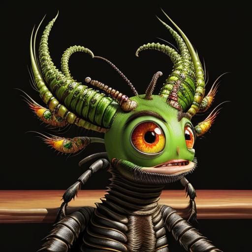 a painting of a bug sitting on top of a vegetable, a surrealist ...