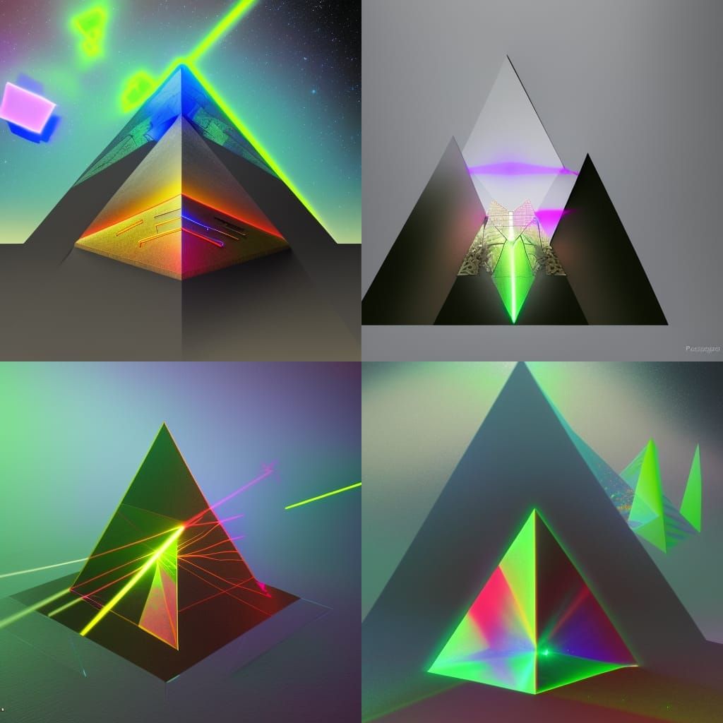 Laser breaking a pyramid into four fragments - AI Generated Artwork ...