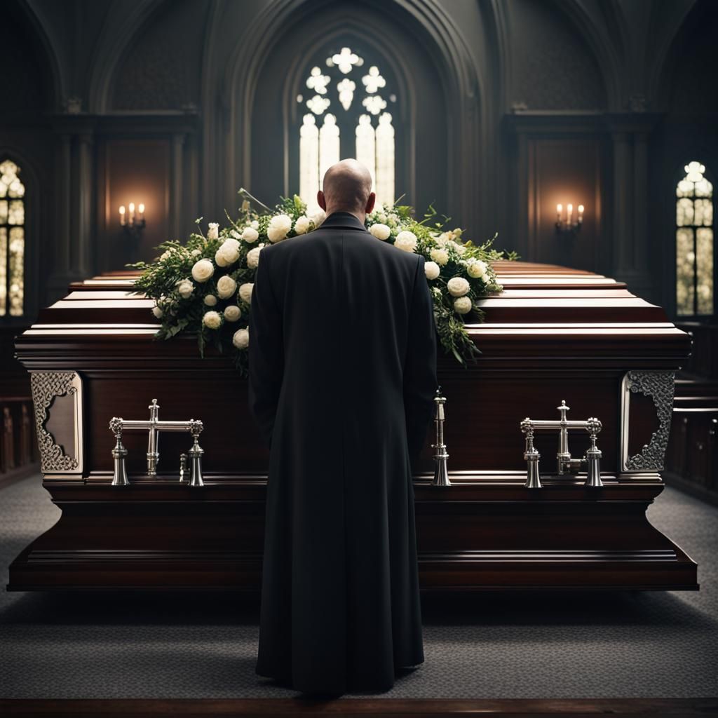 4K UHD photo of a funeral, brothers grieve the death of their father ...