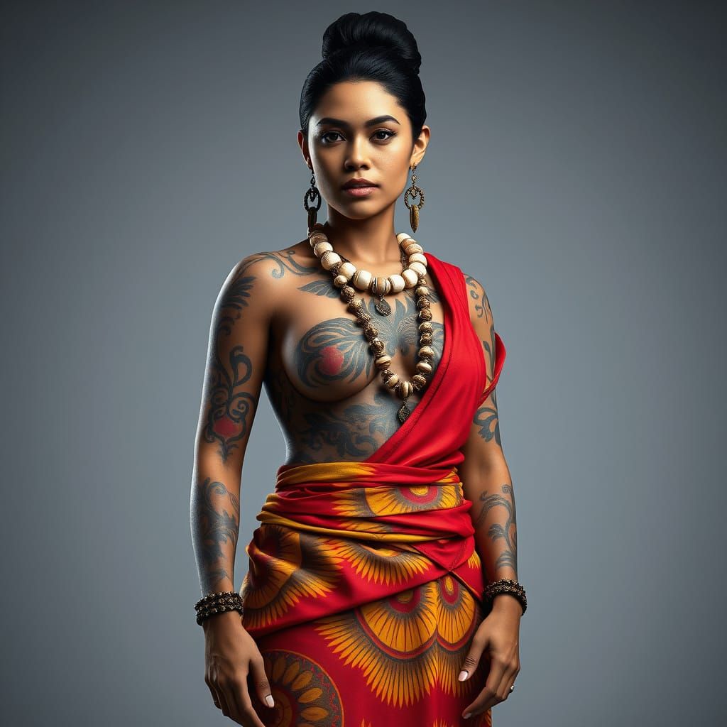 Samoan Woman in Traditional Attire with Intricate ... - AI Art