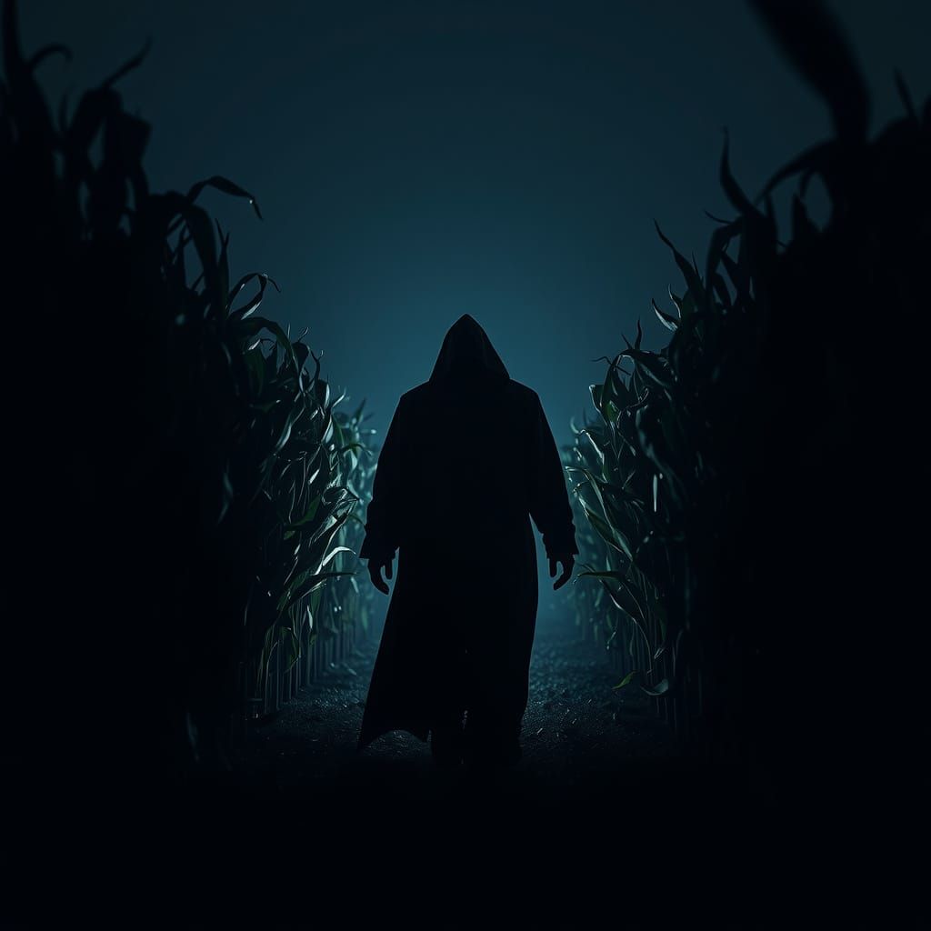 He who walks behind the rows - Dark Figure Walks Down a Corn...