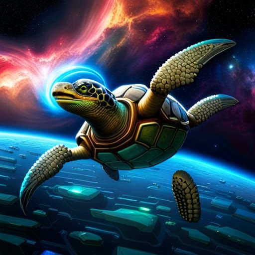 Turtle-mech hybrid, intricate mechanical components, organic turtle ...