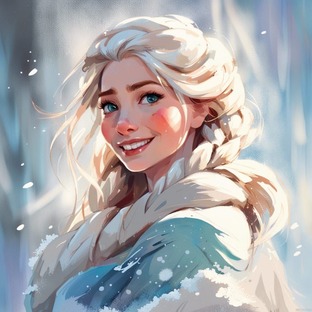 Elsa, happy at last - AI Generated Artwork - NightCafe Creator