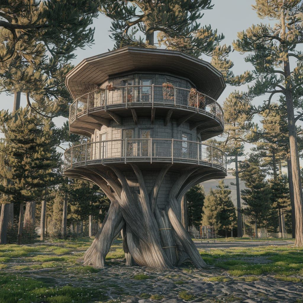 Treehouse - Futuristic Treehouse in Ultra Realistic Style