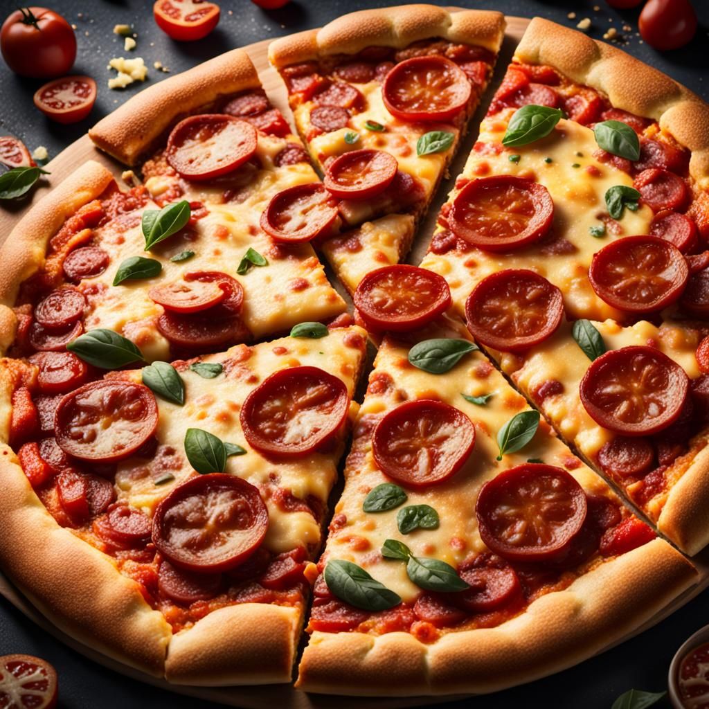 A Pepperoni and Extra Cheese Pizza Epic cinematic brilliant stunning ...