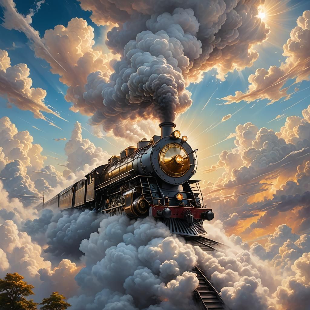 Ethereal Train Journey to Heaven - AI Generated Artwork - NightCafe Creator