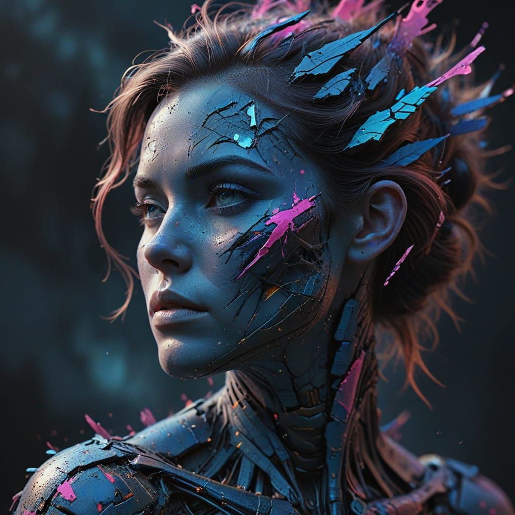 Surreal portrait, fractured face, - Surreal portrait, fract...