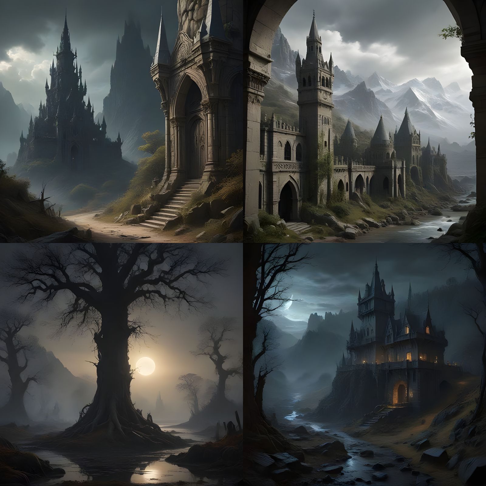 Dark Fantasy World Map with Mysterious Cities and ... - AI Art