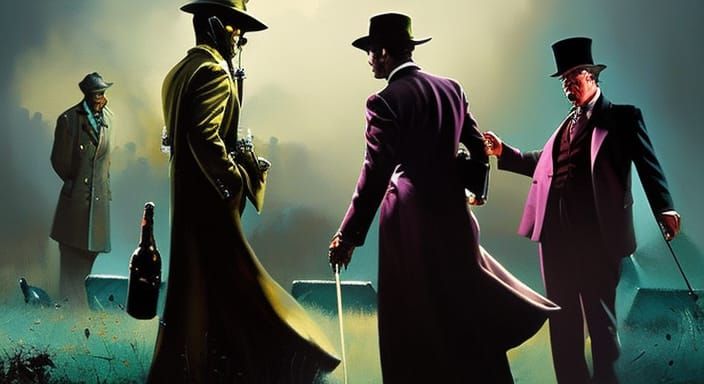 "Money for Nothing" epic hyperdetailed eerie film noir masterpiece Tim ...