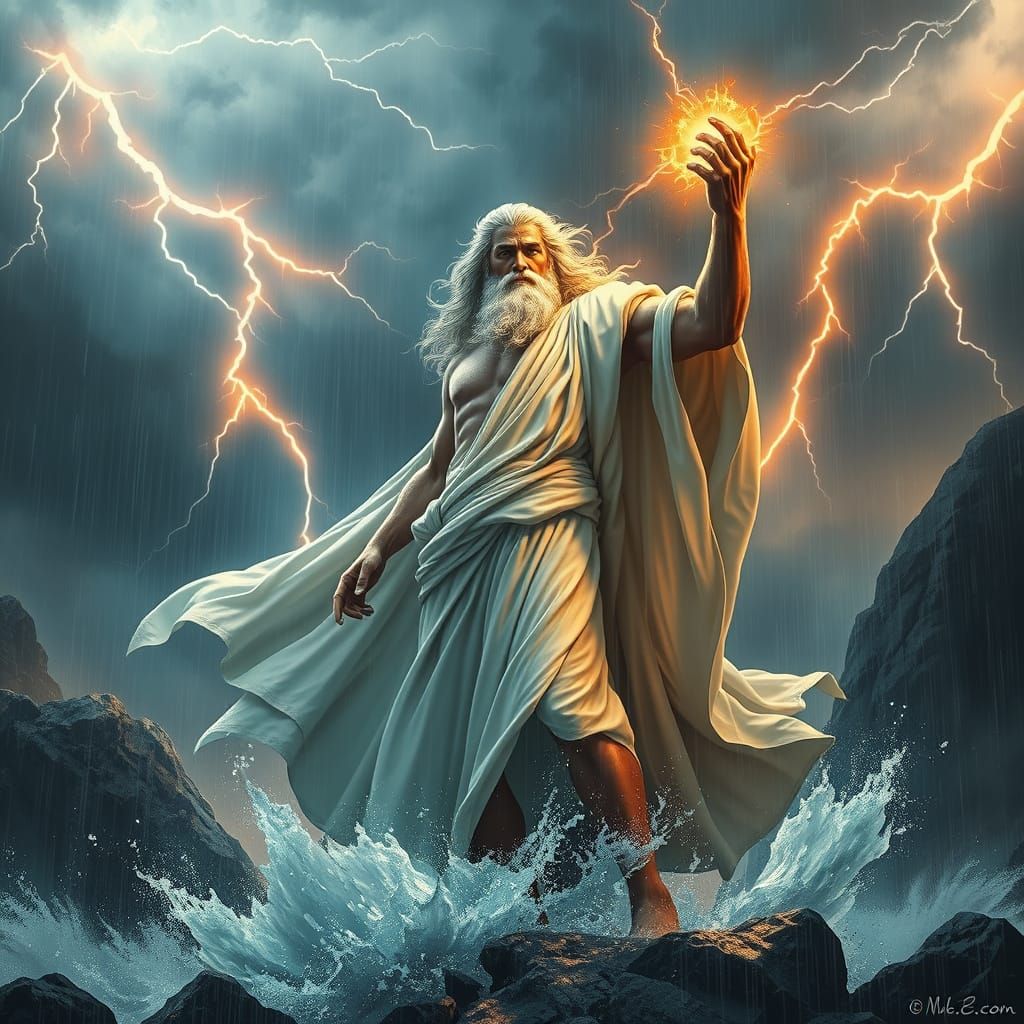 Zeus in Tempestuous Glory - AI Art