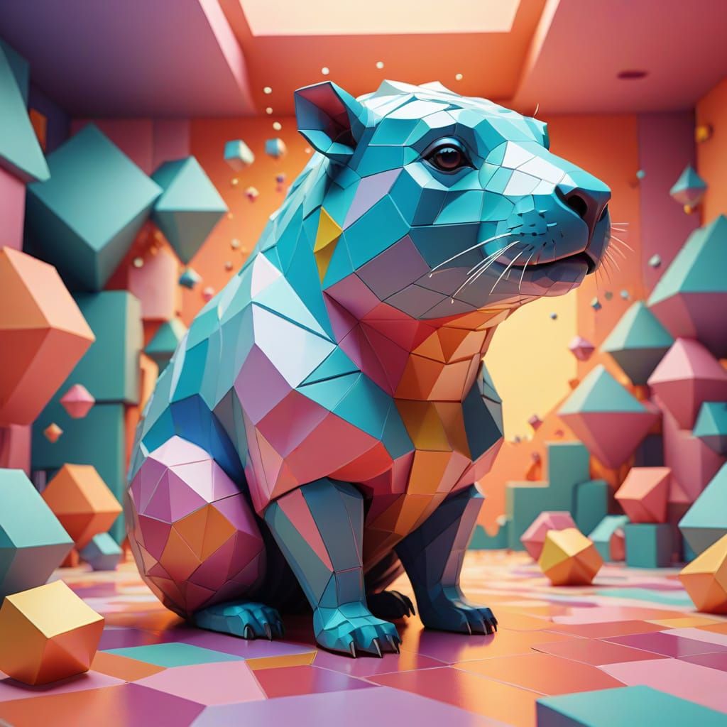 capybara cube - Vibrant Fantasy Cube with Whimsical Capybar...