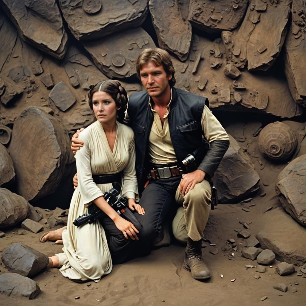 han solo and princess leia alone together after be... - AI Art