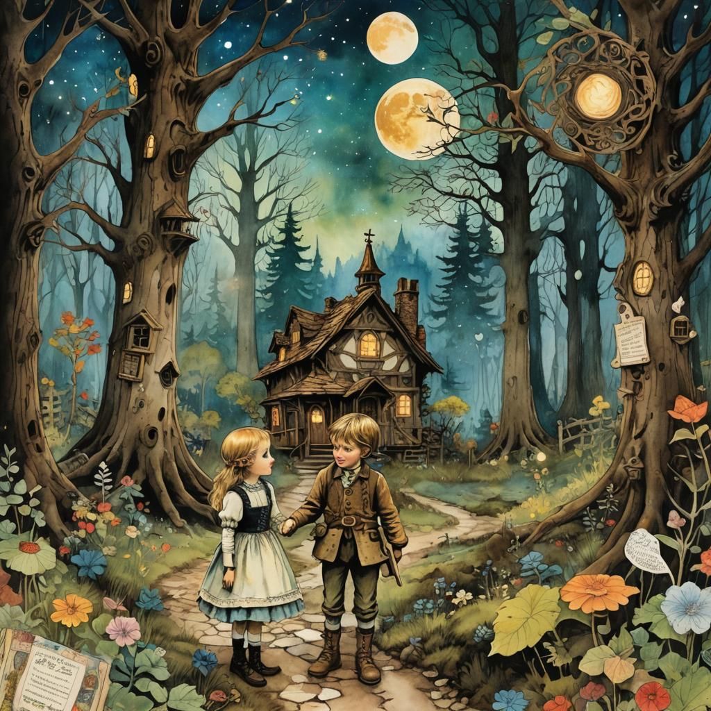 Hansel and Gretel lost in the woods - AI Generated Artwork - NightCafe ...