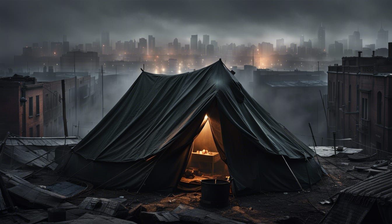Crumbling city camp - AI Generated Artwork - NightCafe Creator