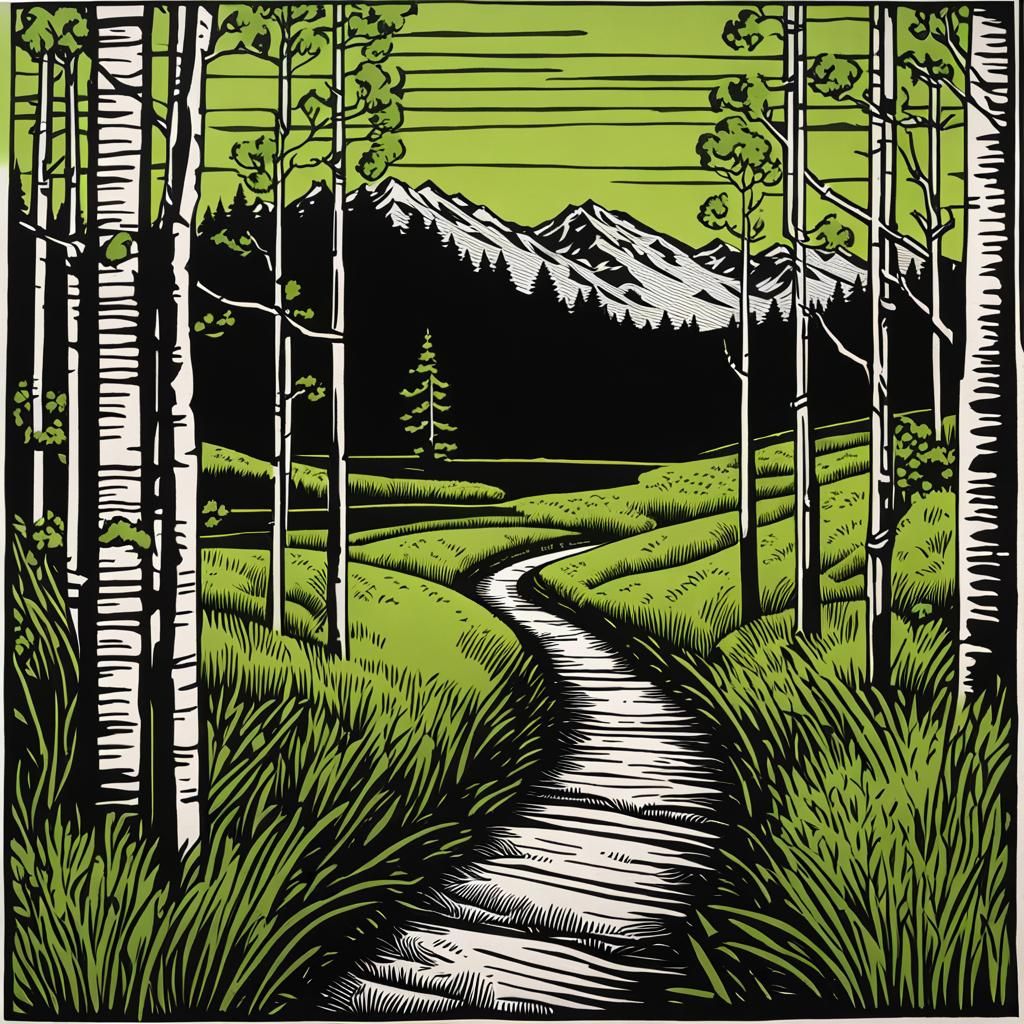 Aspen Linocut - AI Generated Artwork - NightCafe Creator