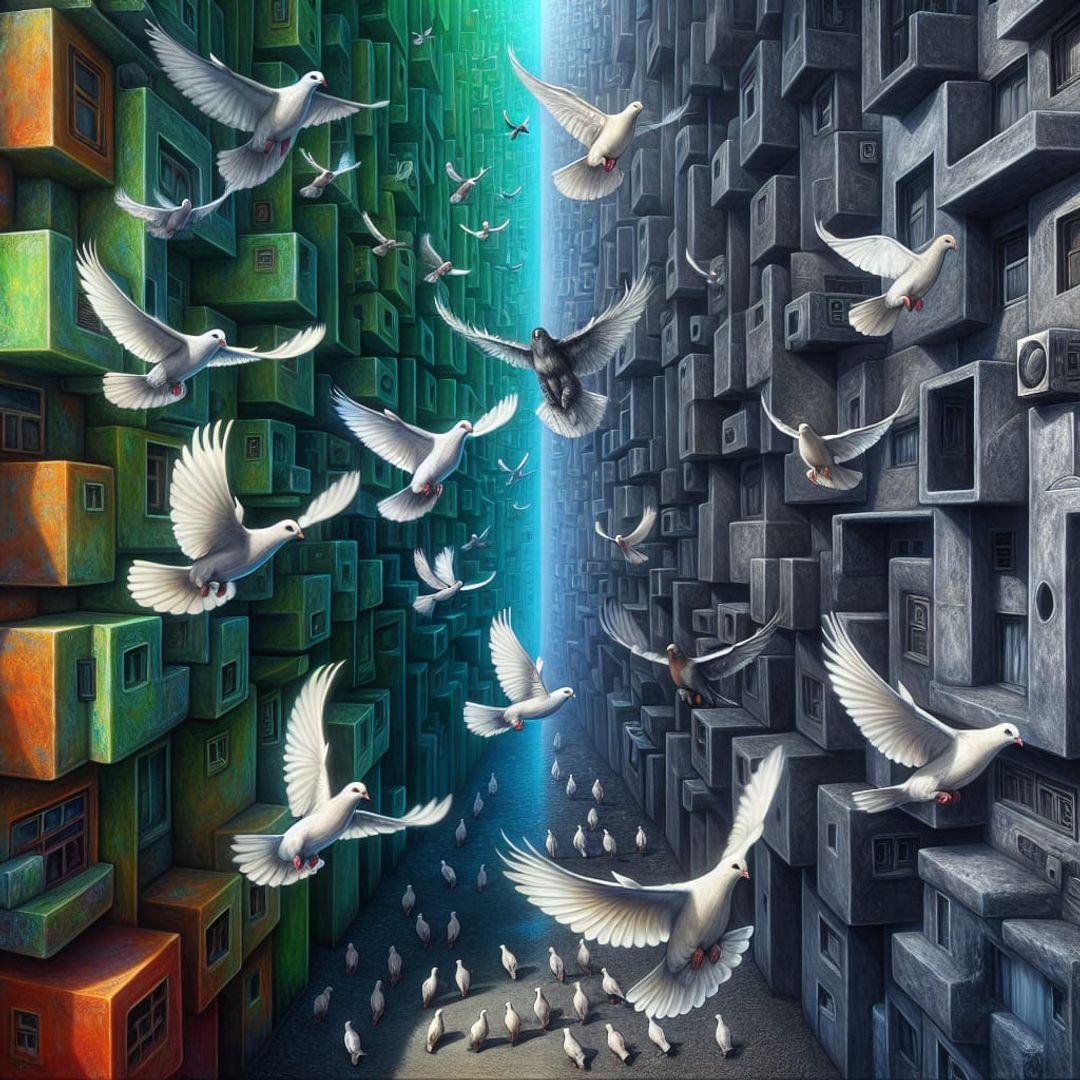 Peace or war, you decide. (Dystopian duality) - AI Generated Artwork ...