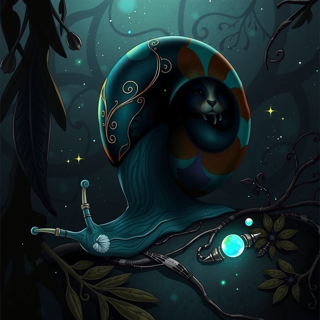 Whimsical Fluffy Cheetah Snail in Delicate Fairy-T... - AI Art
