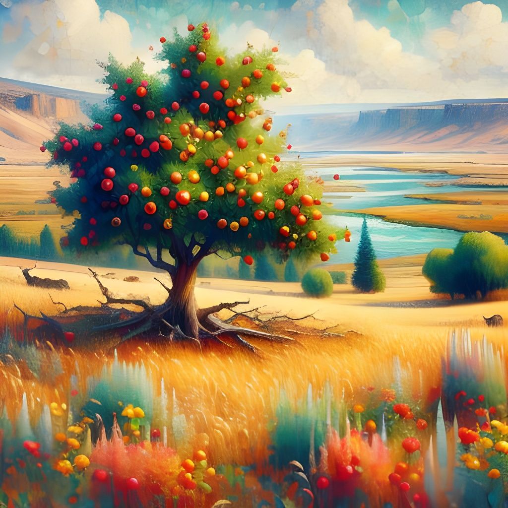 Beautiful lush apple tree willow tree oak tree mashup grafted foliage ...