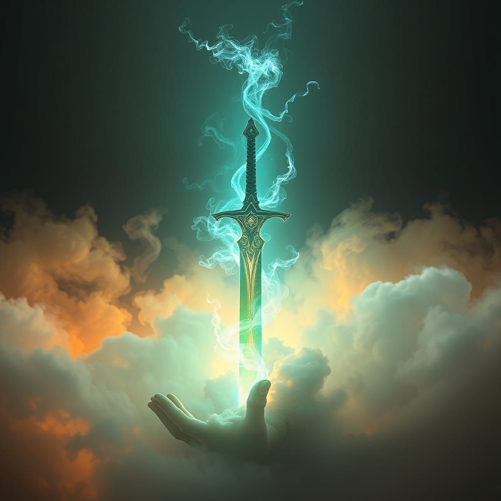 Elemental Sword - Majestic, Glowing Elemental Sword in Ethe...