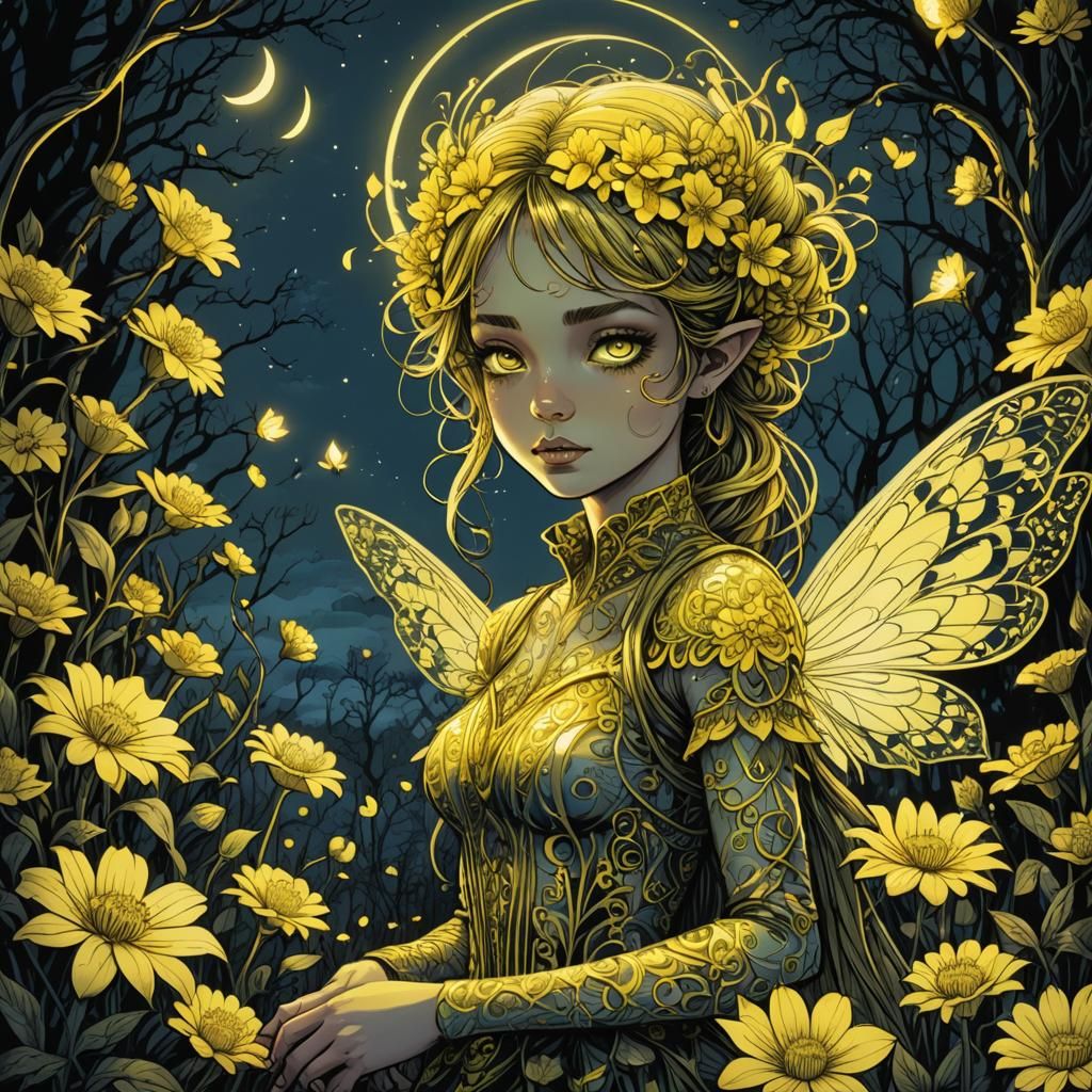 Yellow Fairy - AI Generated Artwork - NightCafe Creator