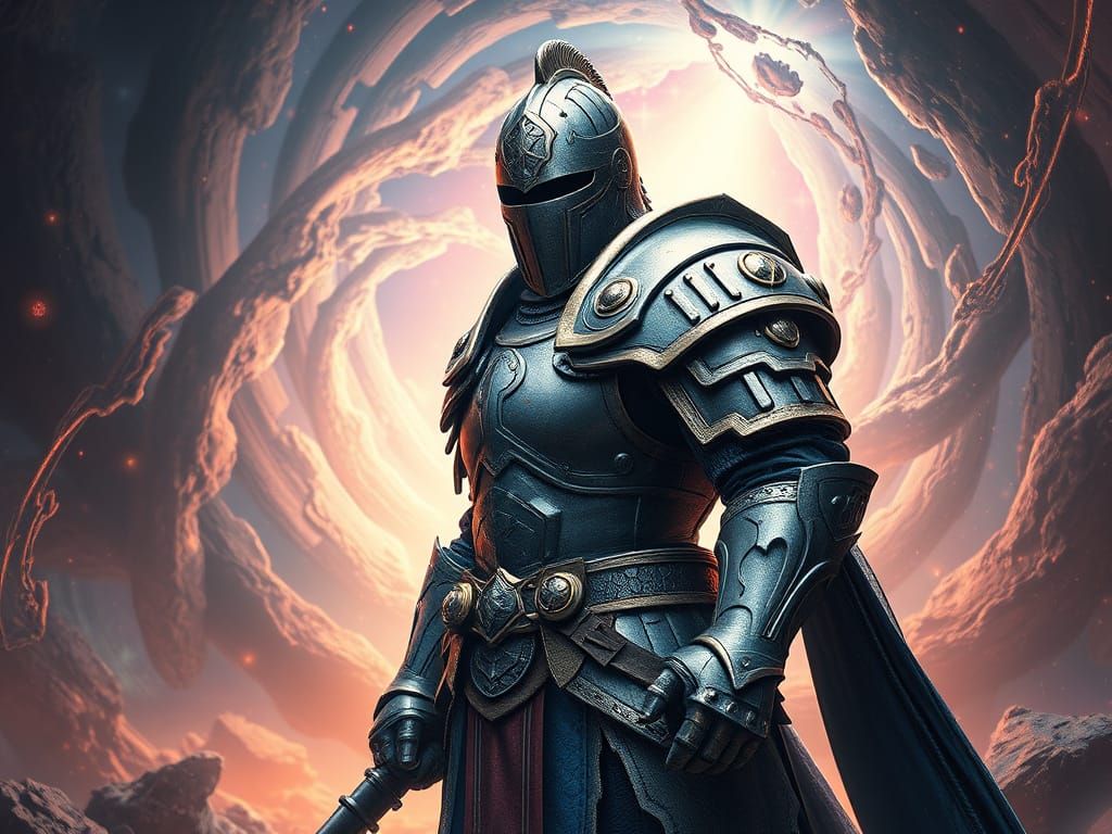 Ethereal Knight of Distorted Time, in Hyper-Realis... - AI Art