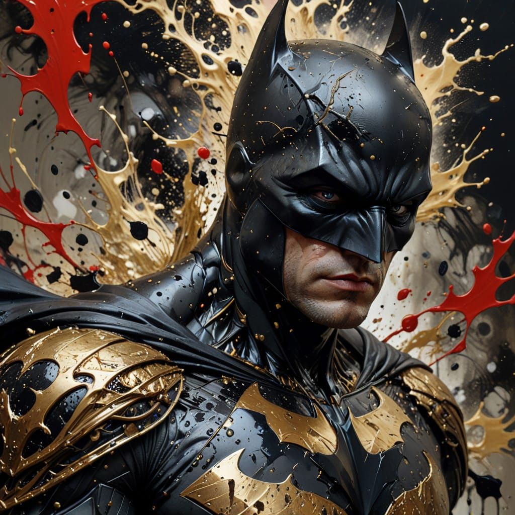 Gilded Batman Ink Splash - Gilded Batman in Ink Splash