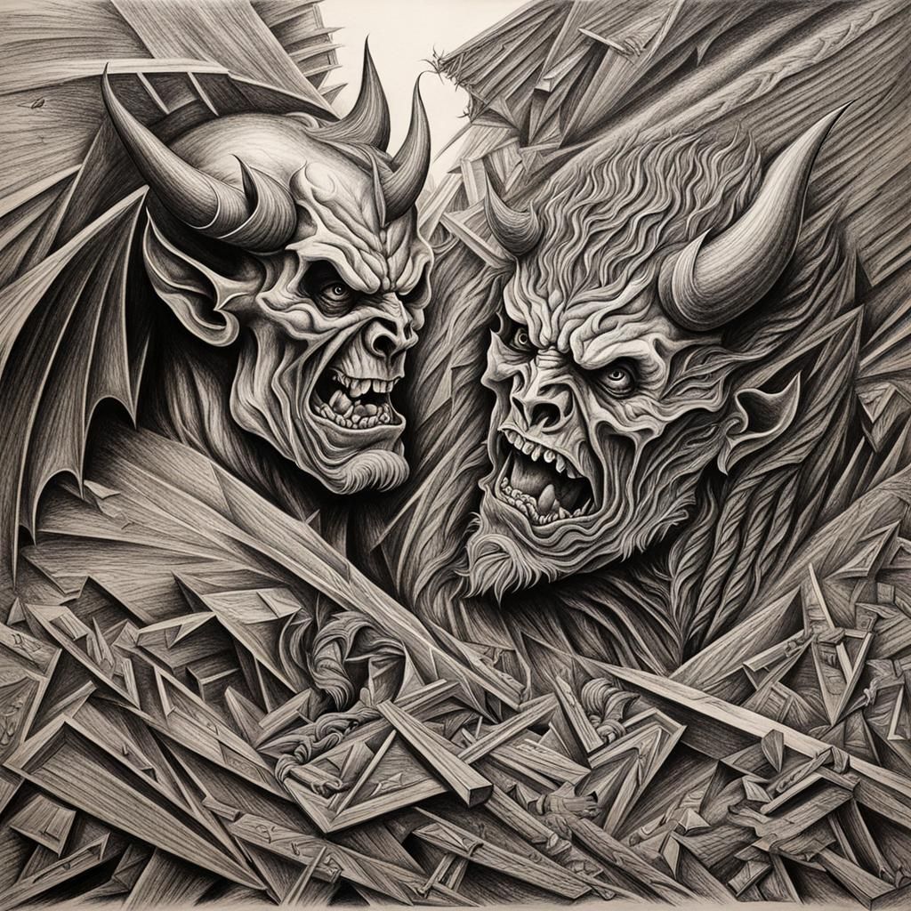 Devil vs angles - AI Generated Artwork - NightCafe Creator