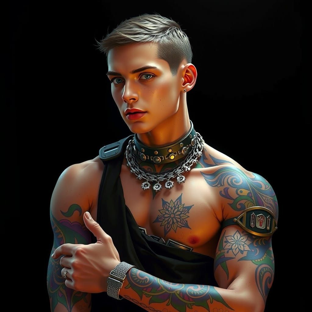 Ethereal Androgynous Figure with Chiseled Jawline ... - AI Art