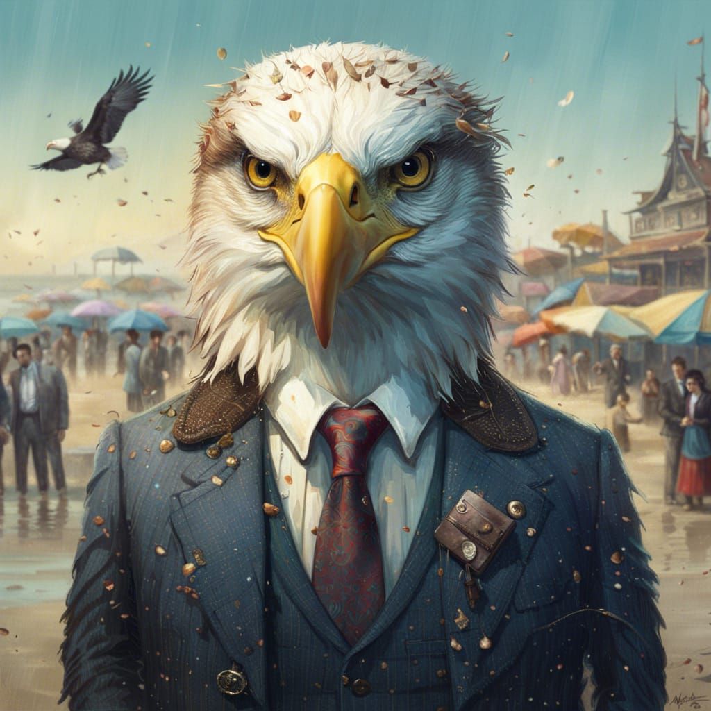 Portrait of a Sad-Looking Majestic Eagle in a Business Suit. - Bird ...