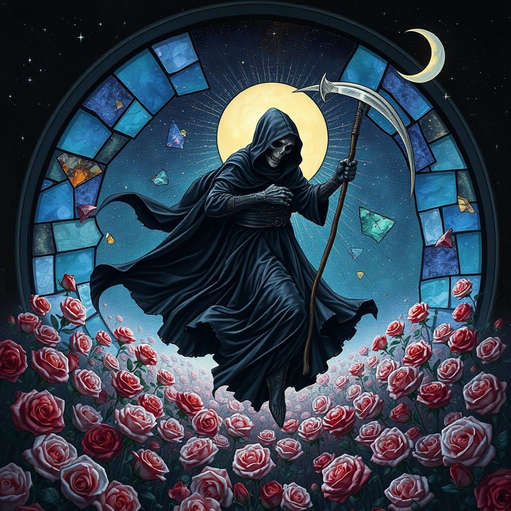 Dark Surrealist Grim Reaper Dances Through Cosmic ... - AI Art