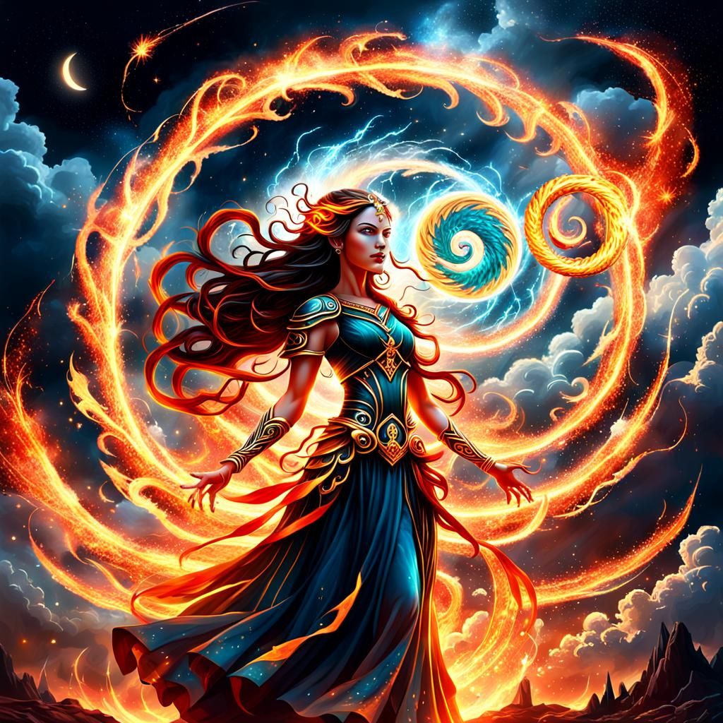 MYSTERIOUS PAGAN GODDESS OF FIRE ENGULFED IN SPIRALLING FIRE ...