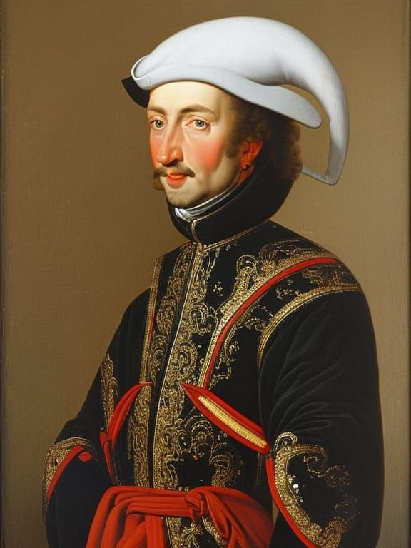 Portait of a typical Flemish Belgian guy dressed in traditional gilles ...