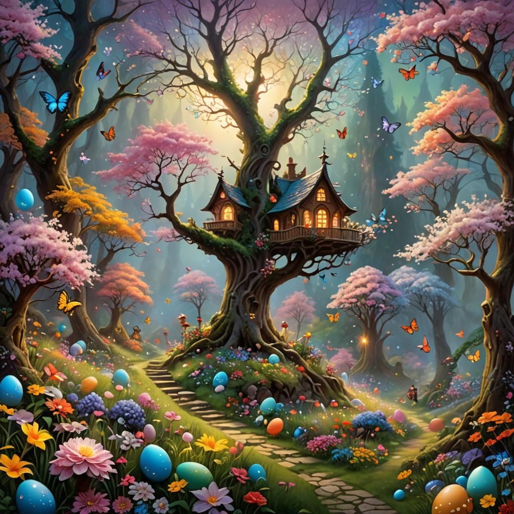 Enchanted Easter forest - AI Generated Artwork - NightCafe Creator
