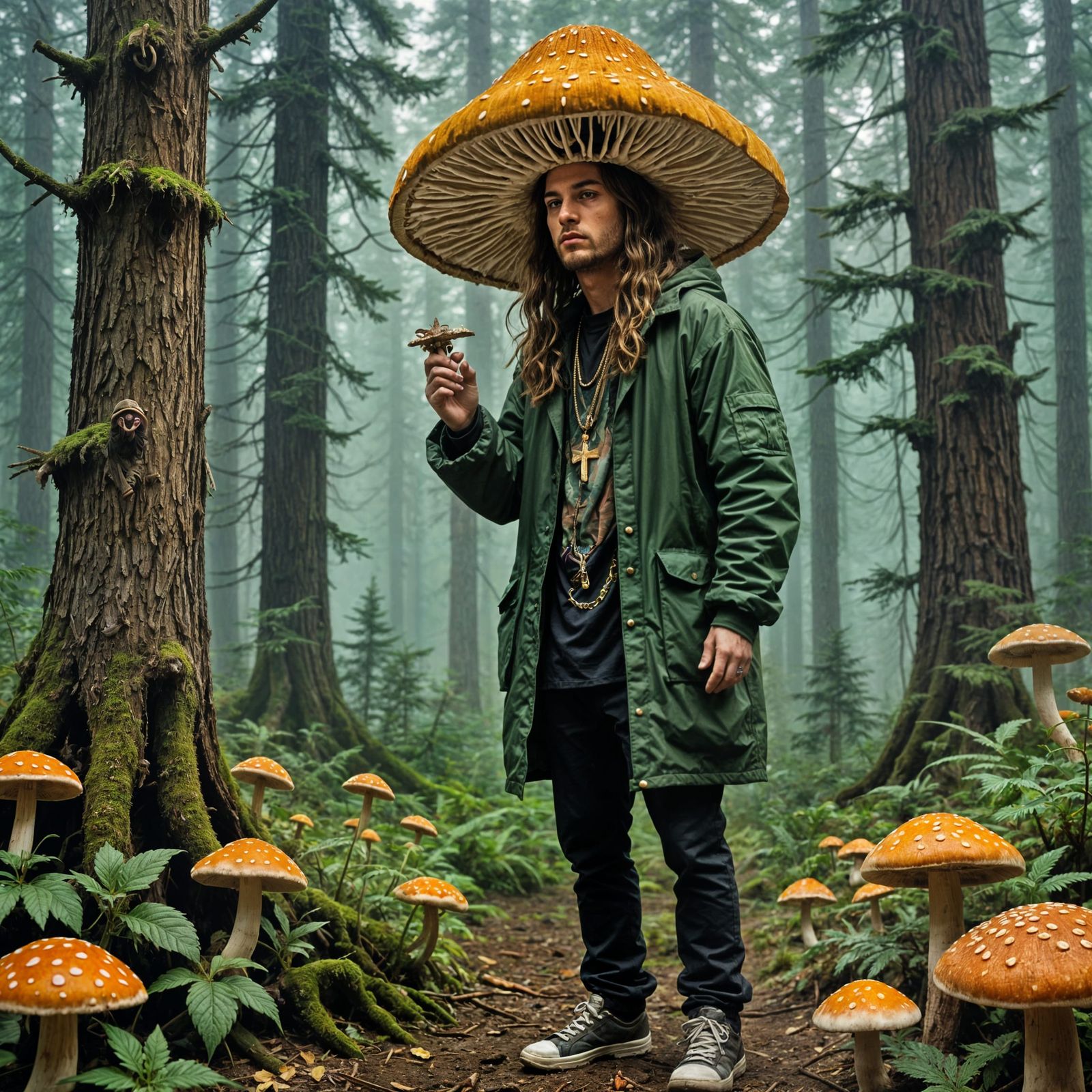 Rapper in Enchanted Forest, Mythic Figure Amidst N... - AI Art