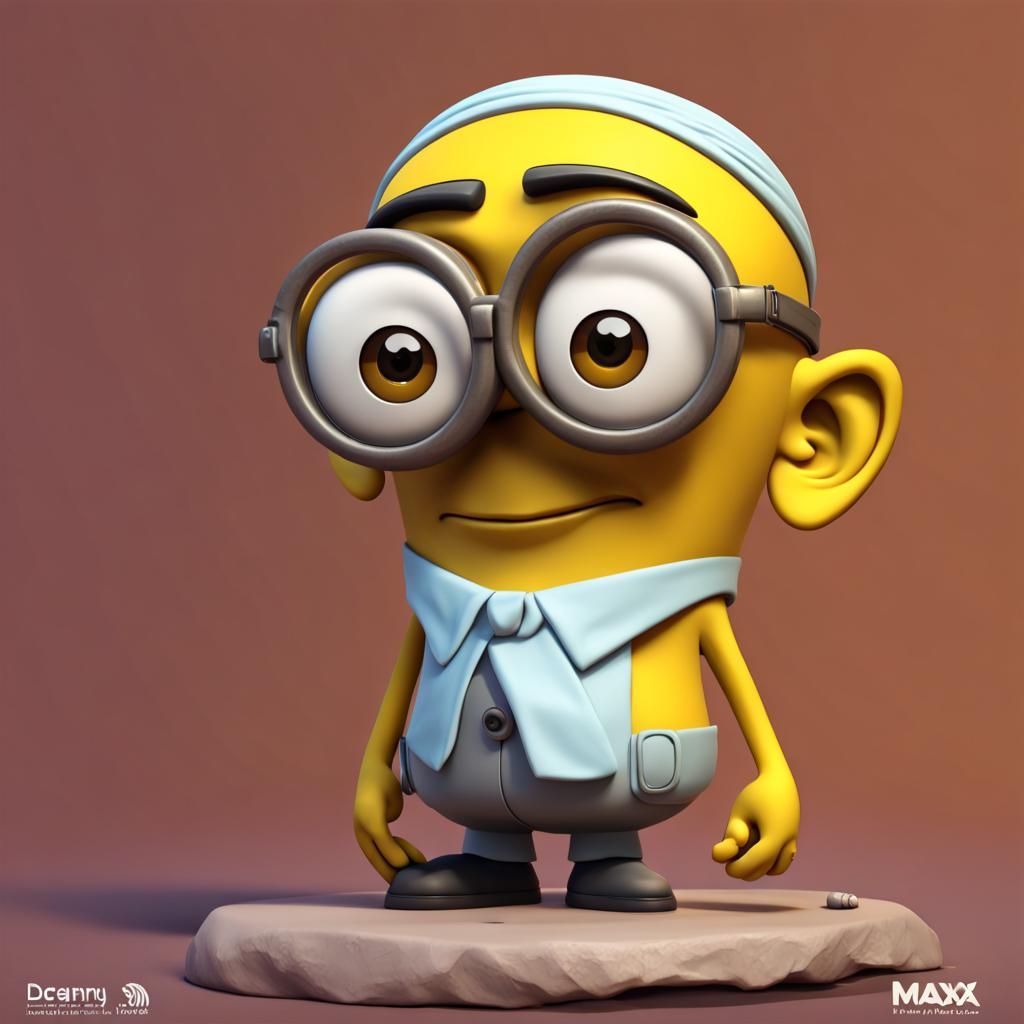 Ghandi as a Minion style of cartoon-like figures, zbrush, vibrant stage ...