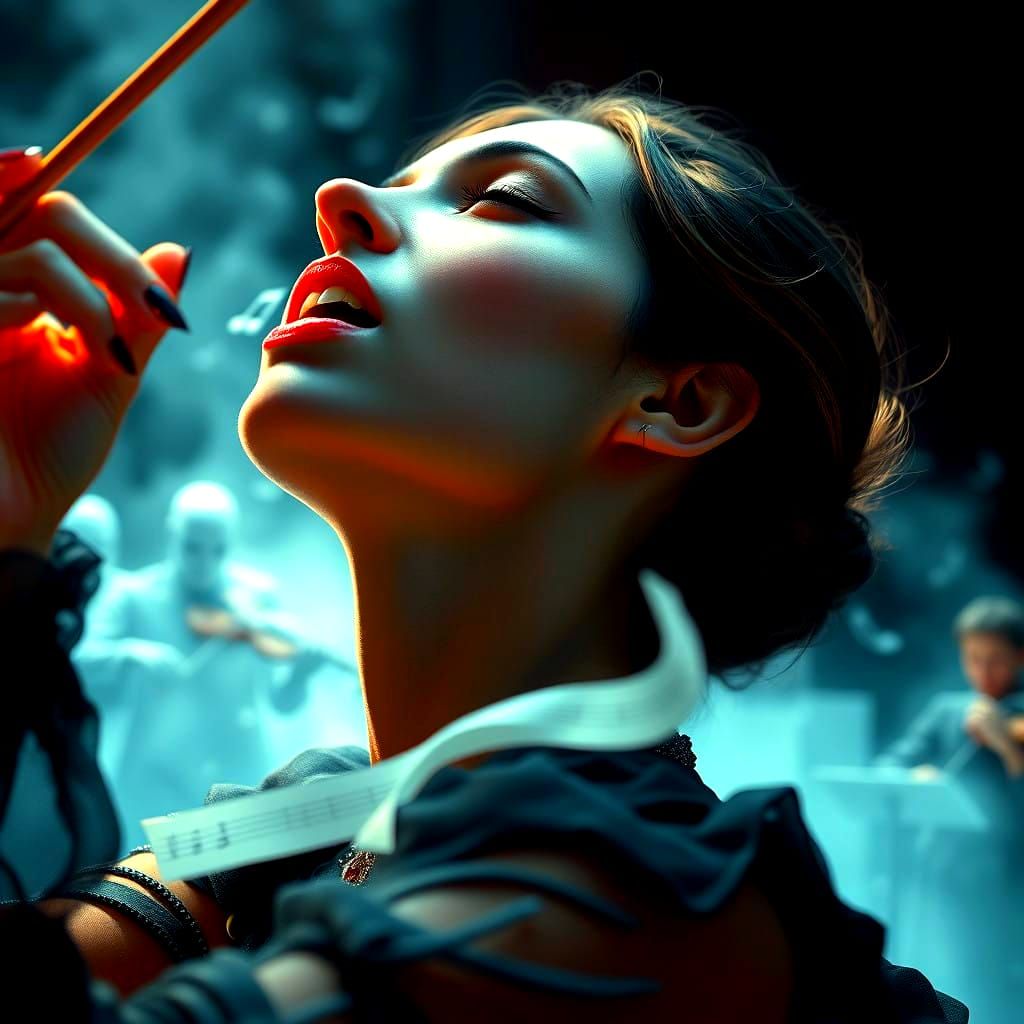 Rhythm and Soul - Ethereal Vampire Conductor in Soft, Bluesh...