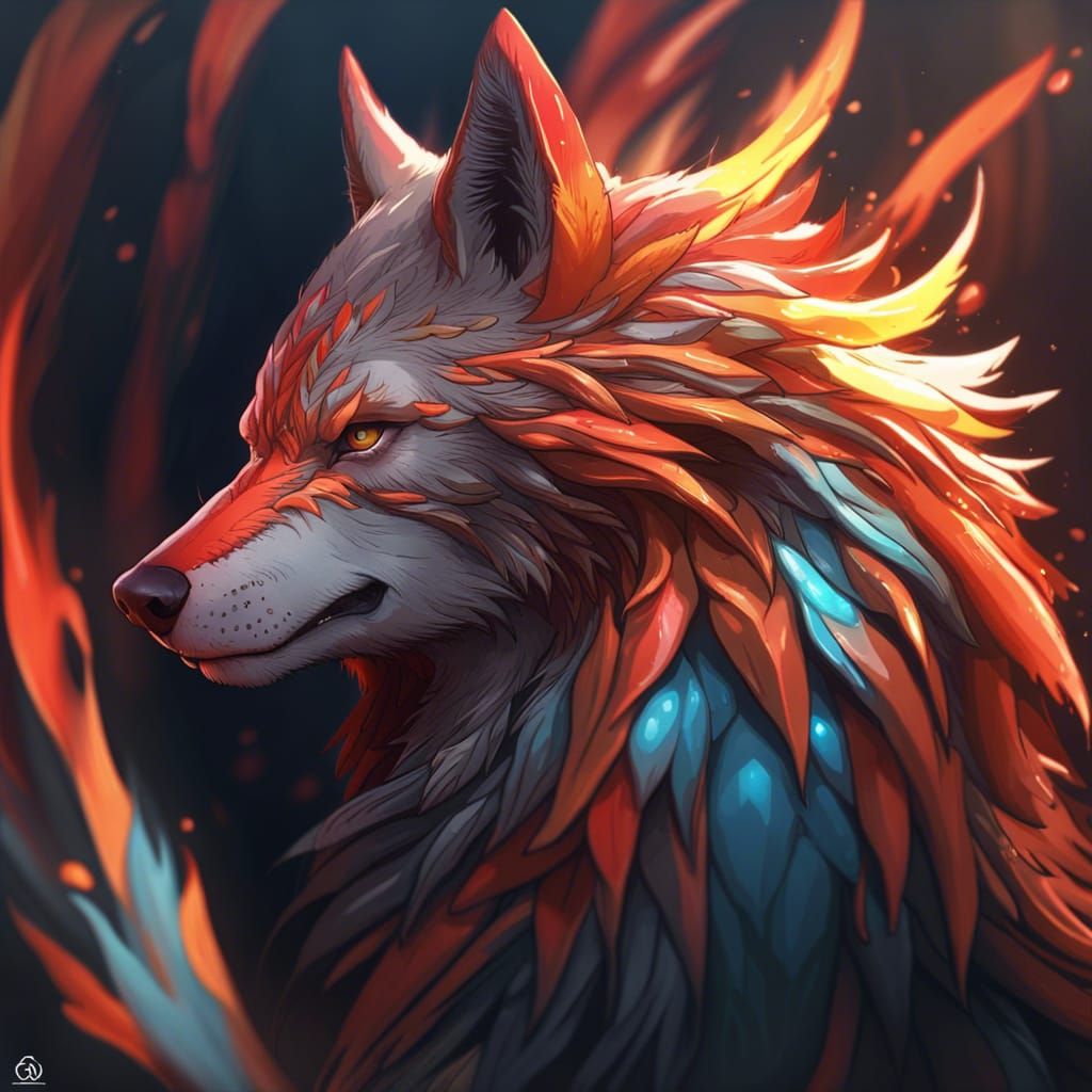Phoenix Wolf - AI Generated Artwork - NightCafe Creator