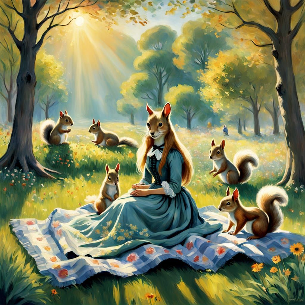 Whimsical Avatars Enjoy a Peaceful Picnic in a Ser... - AI Art