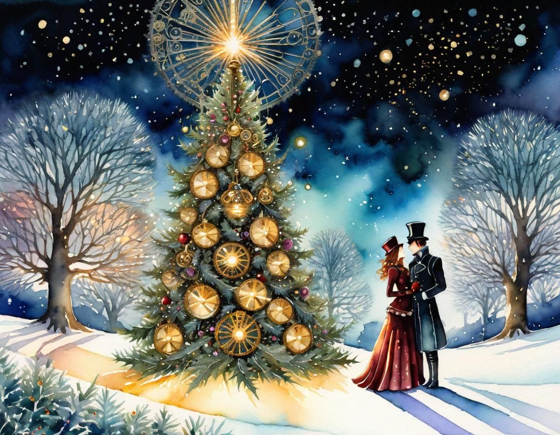 Steampunk couple celebrating Christmas (Juggernaut XL v5) - AI ...