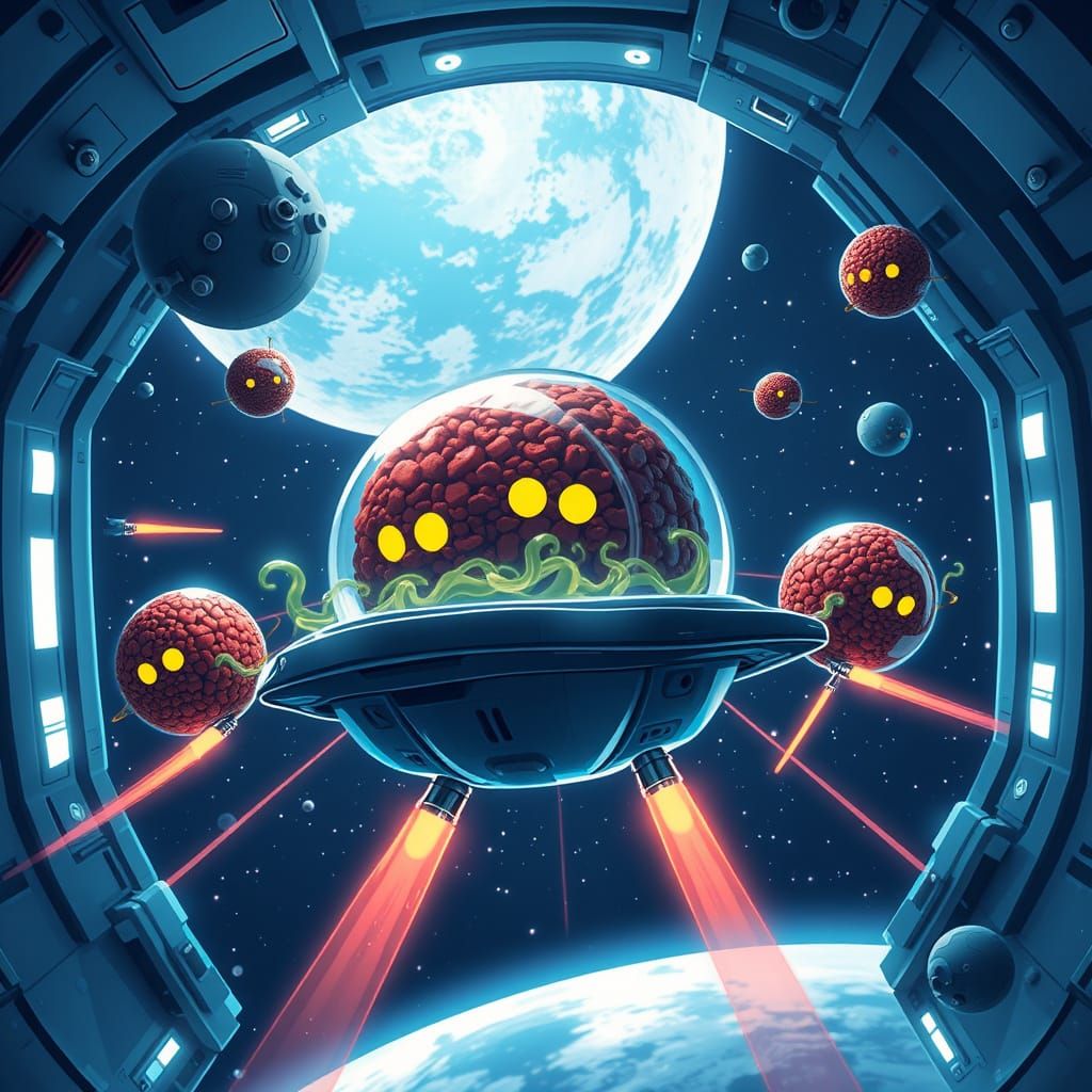 Cyber Meatballs in Futuristic Space Odyssey - AI Art