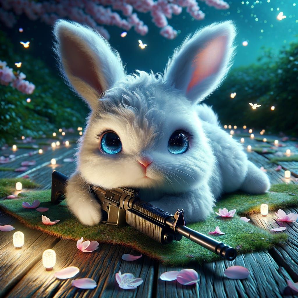 Bunny with a gun!!!!!!! - AI Generated Artwork - NightCafe Creator