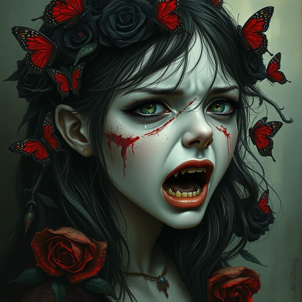 Scream - Girl in a Haunting Scream of Terror