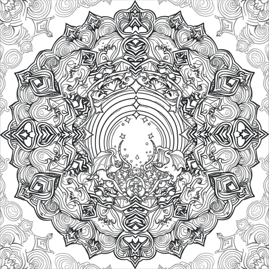 Intricate Black and White Mandalas with Rainbow Po... - AI Art