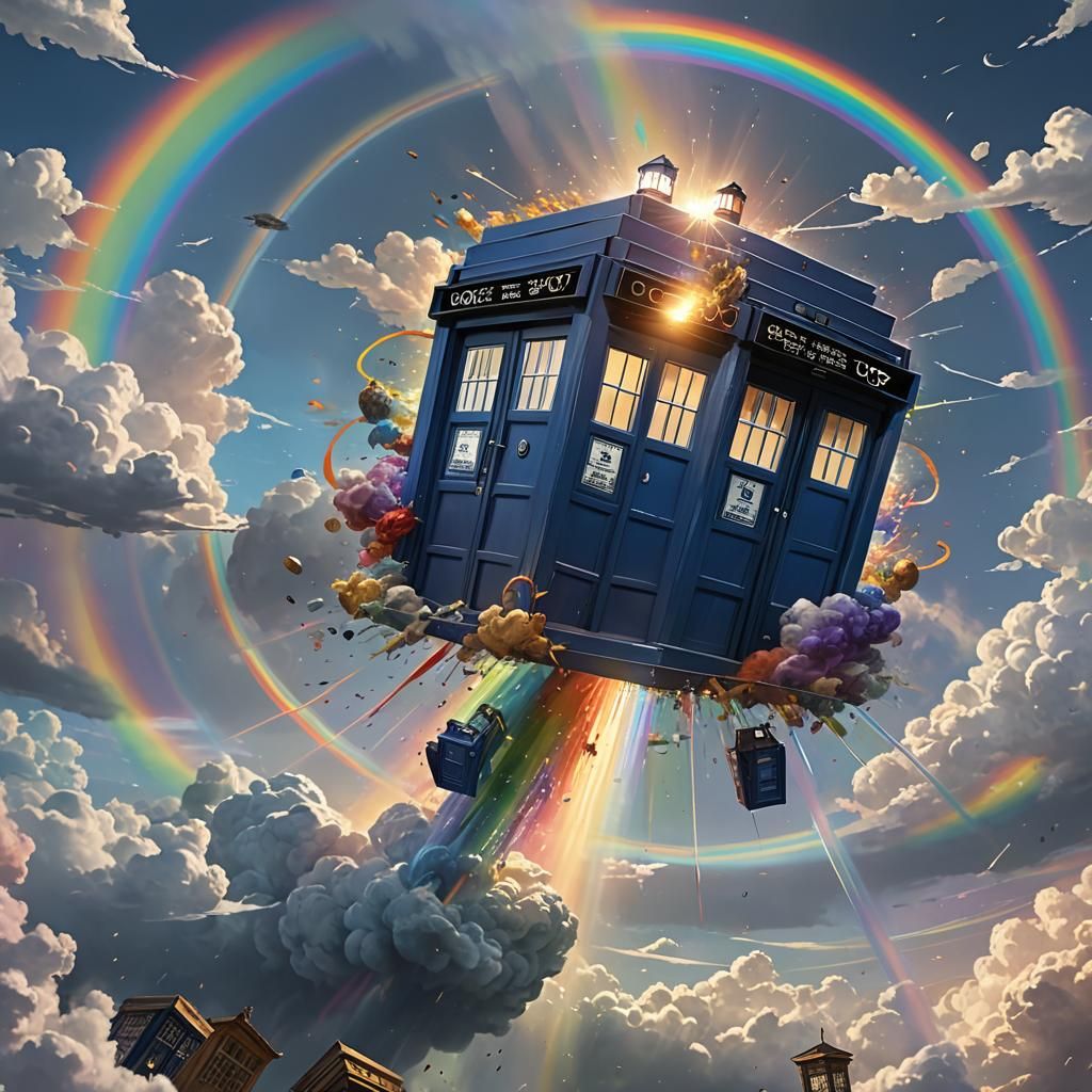 doctor who tardis flying through a rainbow - AI Generated Artwork ...