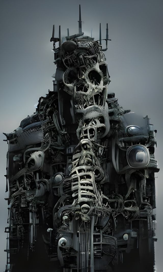 Skeleton horror machine - AI Generated Artwork - NightCafe Creator