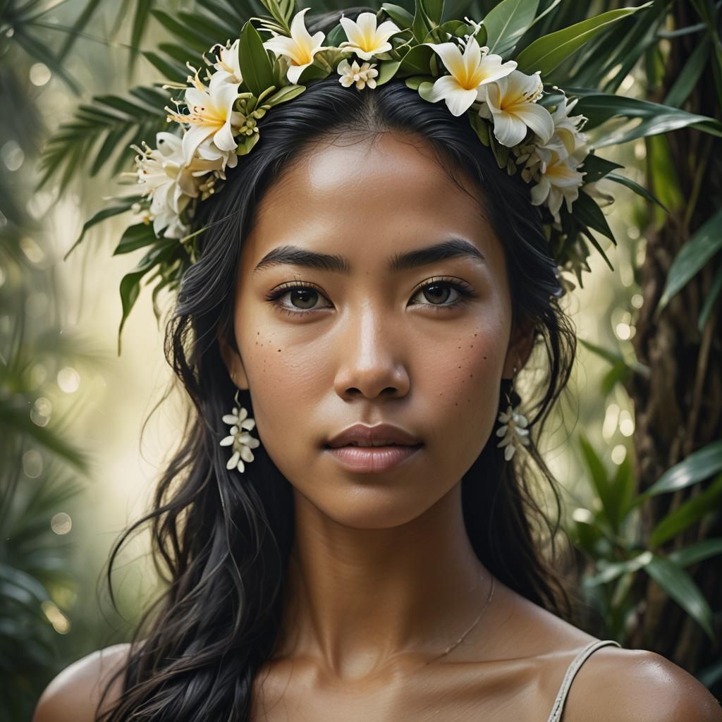 An astonishing photo of a young woman from Hawaii: detailed, realistic ...