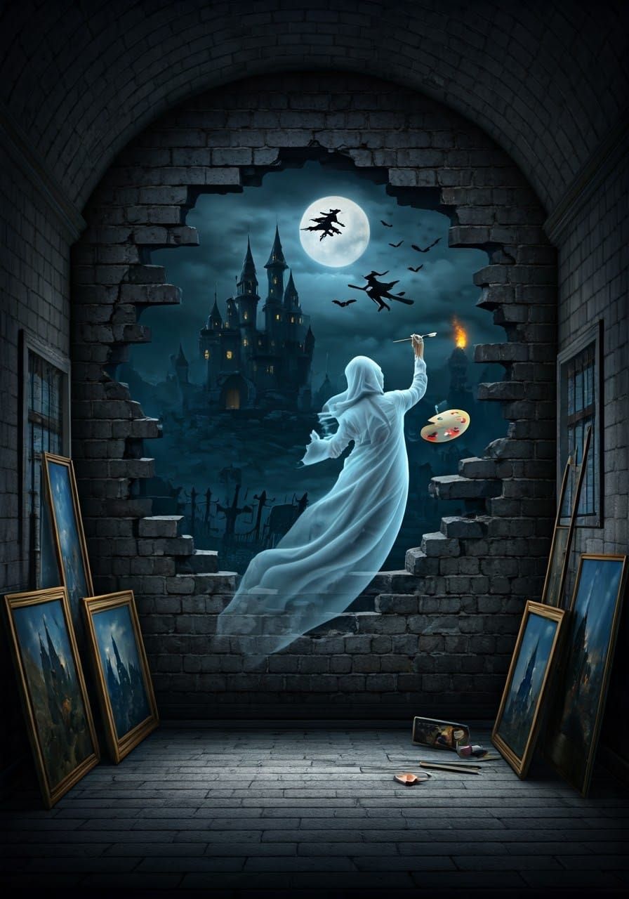 Surreal Ghost Artist Creates Mysterious Castle Sce... - AI Art